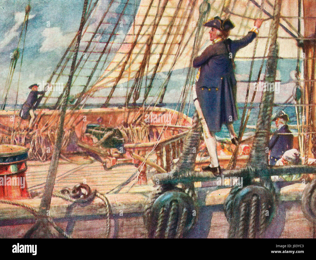 Captain Nelson challenging a Midshipman to race to the masthead Stock ...