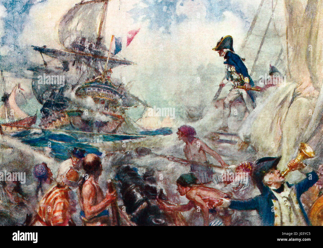 Captain Nelson in the Agamemnon engaging the Ca Ira Stock Photo - Alamy