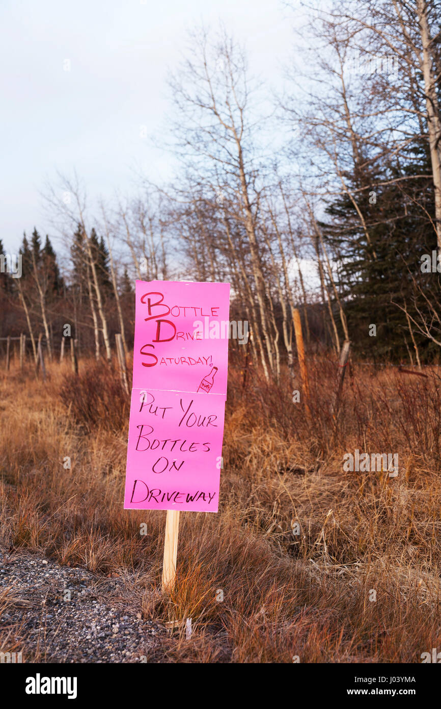 Bottle drive sign on side of road Stock Photo - Alamy