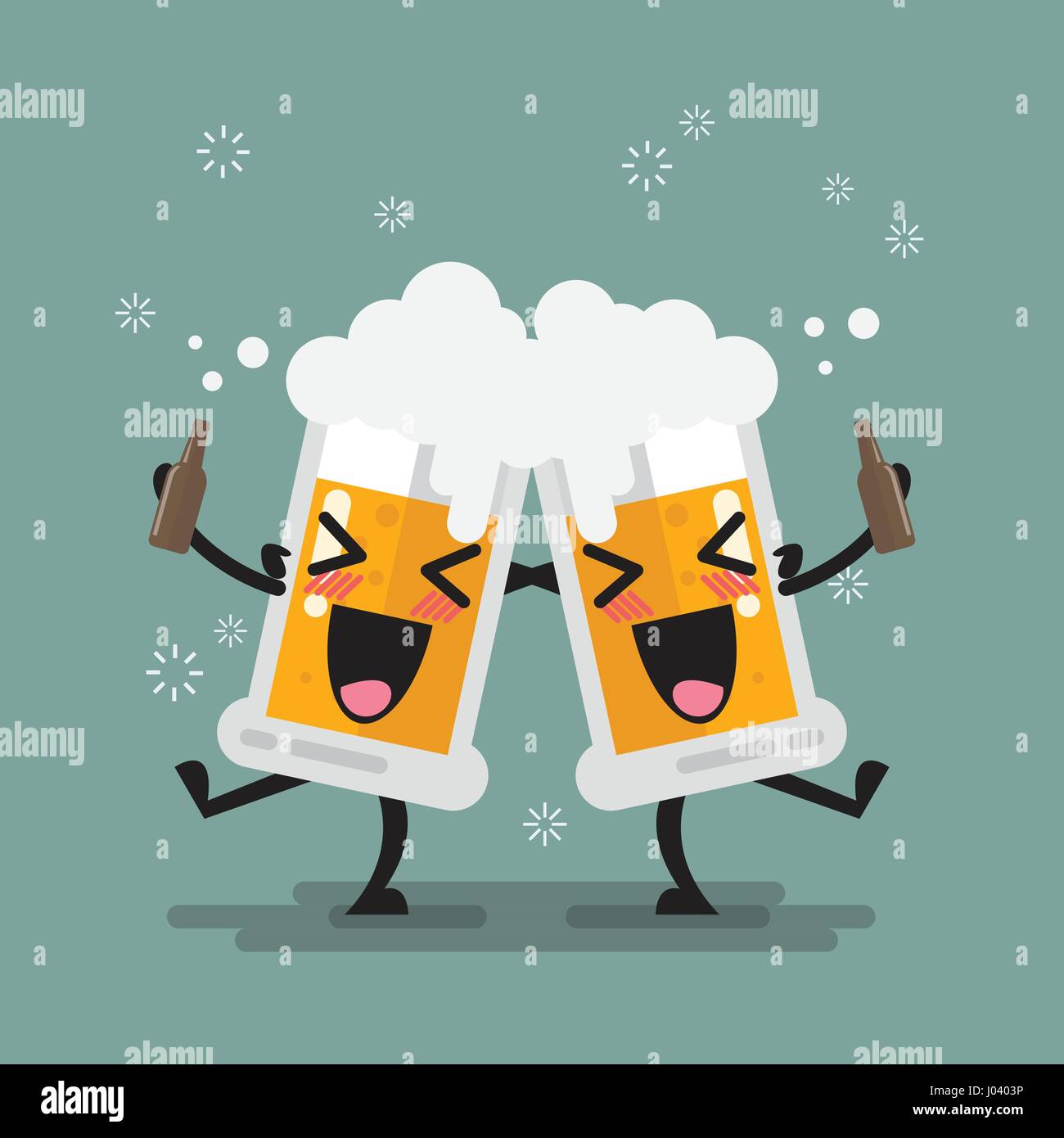 Two drunk beer glasses character. Vector illustration Stock Vector ...