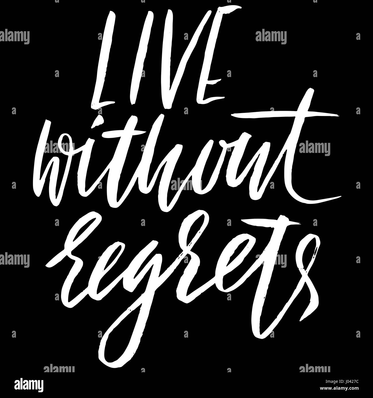 Life without regrets.. Hand drawn lettering. Vector typography design ...