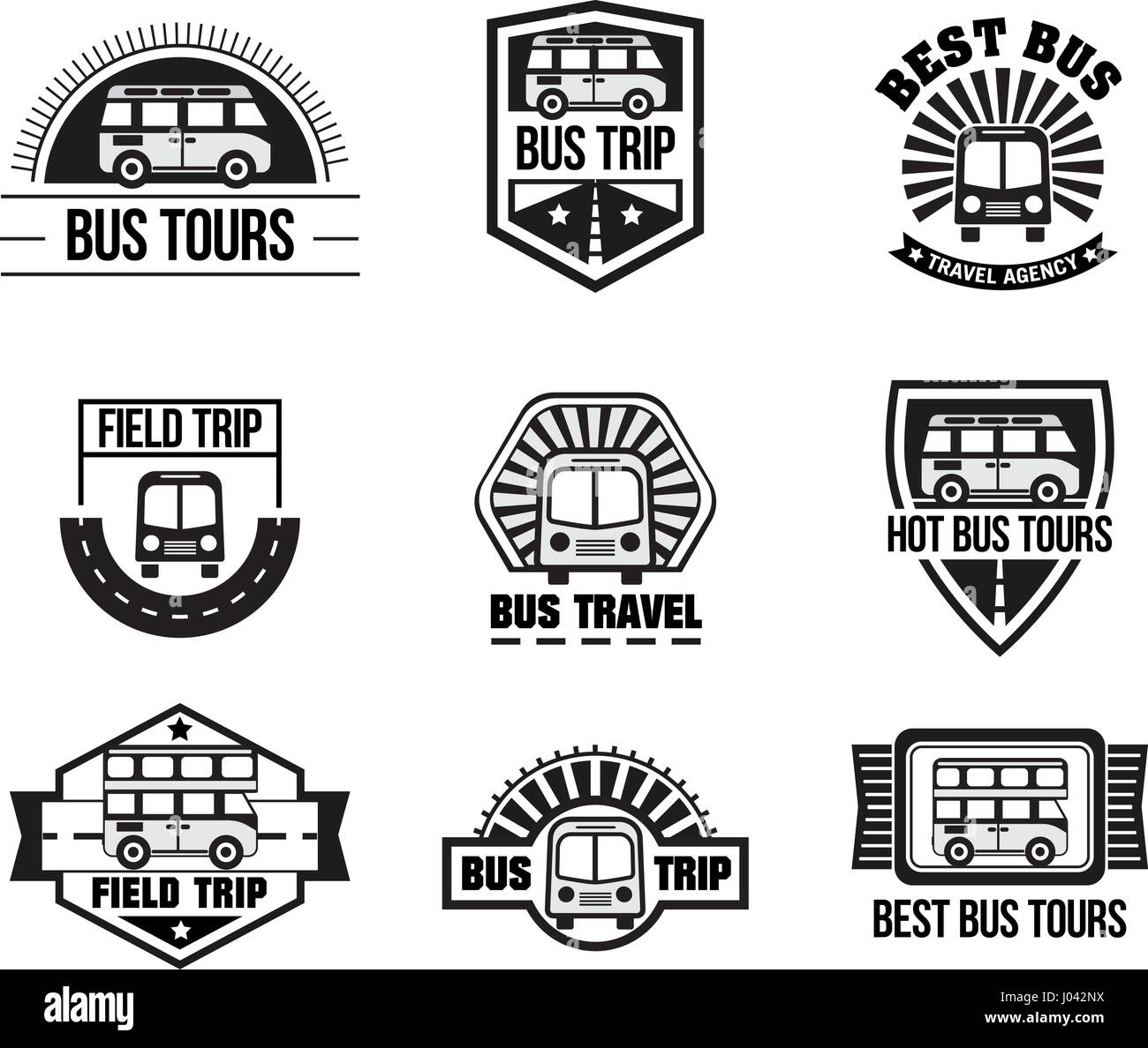 Bus trip and trvel tour badge logo Stock Vector Image & Art - Alamy