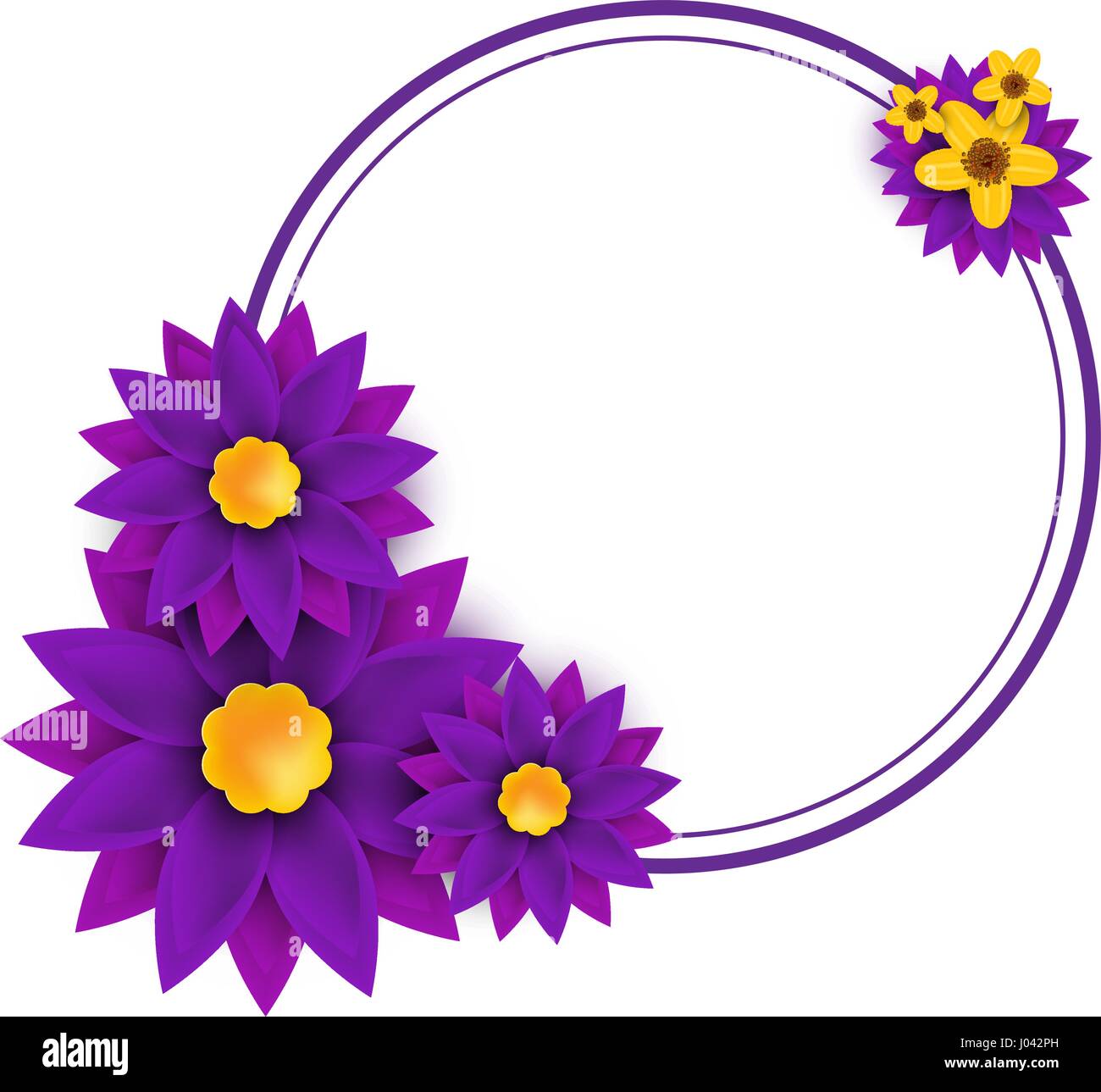 Flower frame white purple Stock Vector Images - Alamy