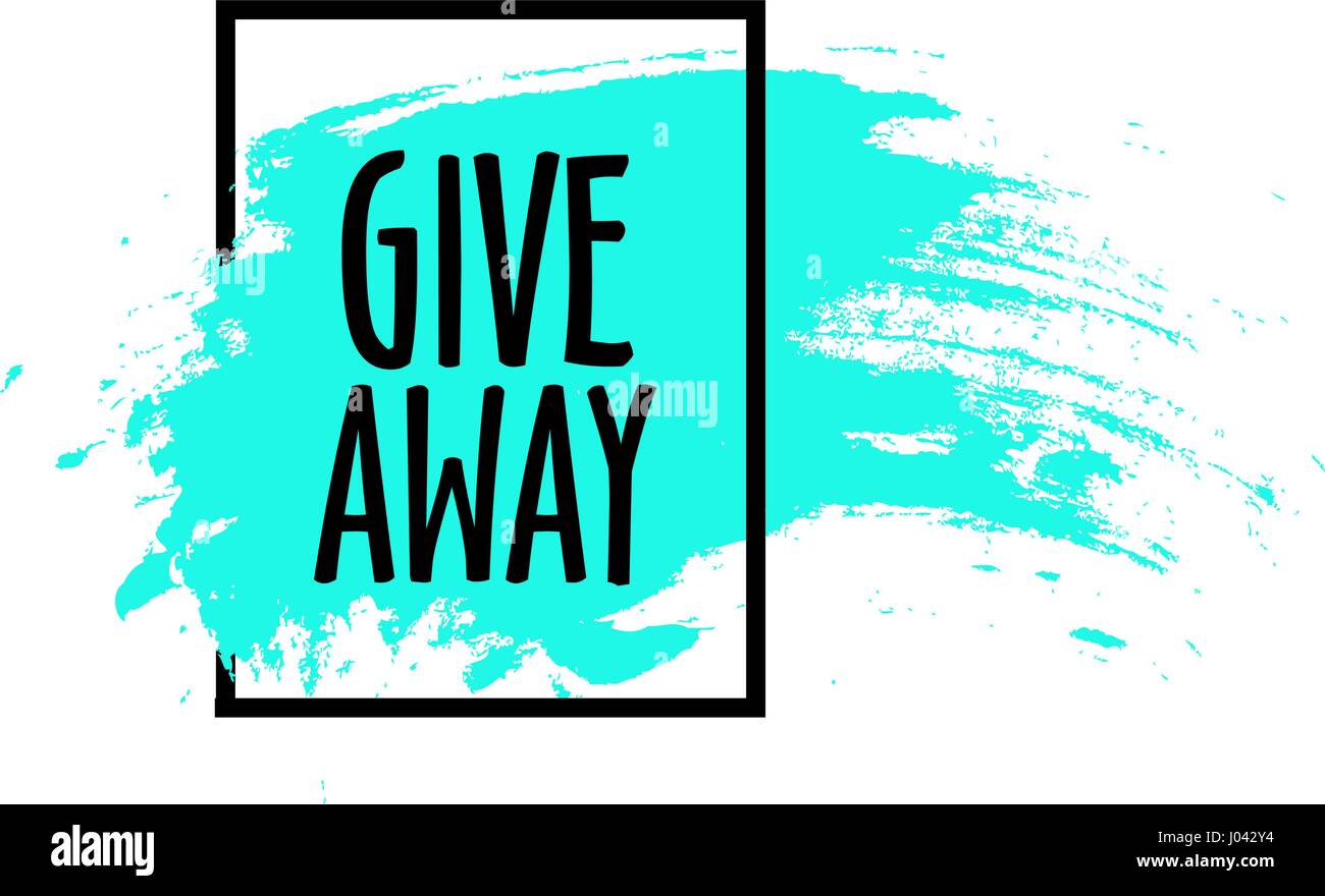 Giveaway handwritten lettering text and bright design elements Stock ...