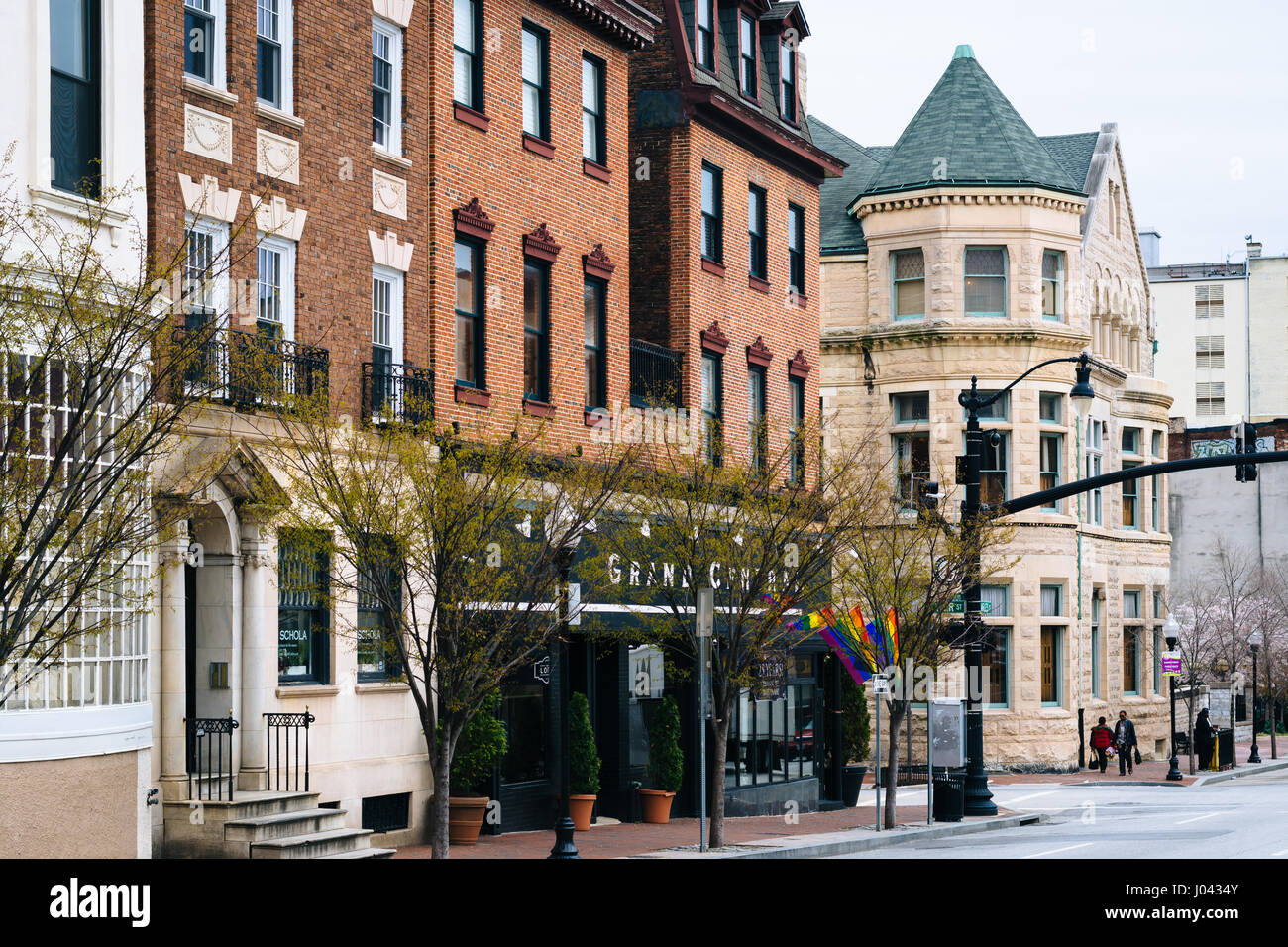 Buildings along Charles Street in Mount Vernon, Baltimore, Maryland ...