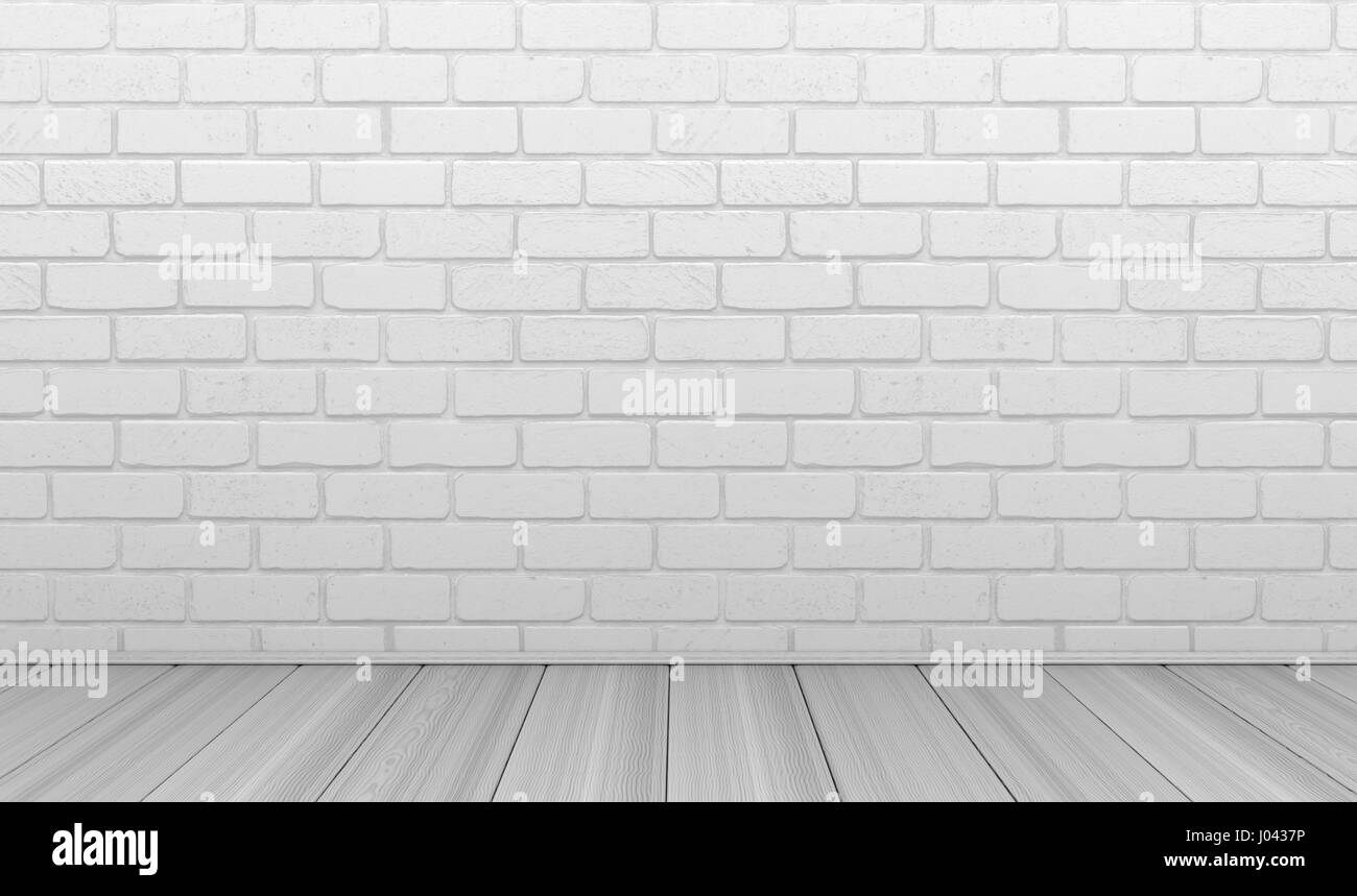White brick wall background. 3d illustration Stock Photo - Alamy