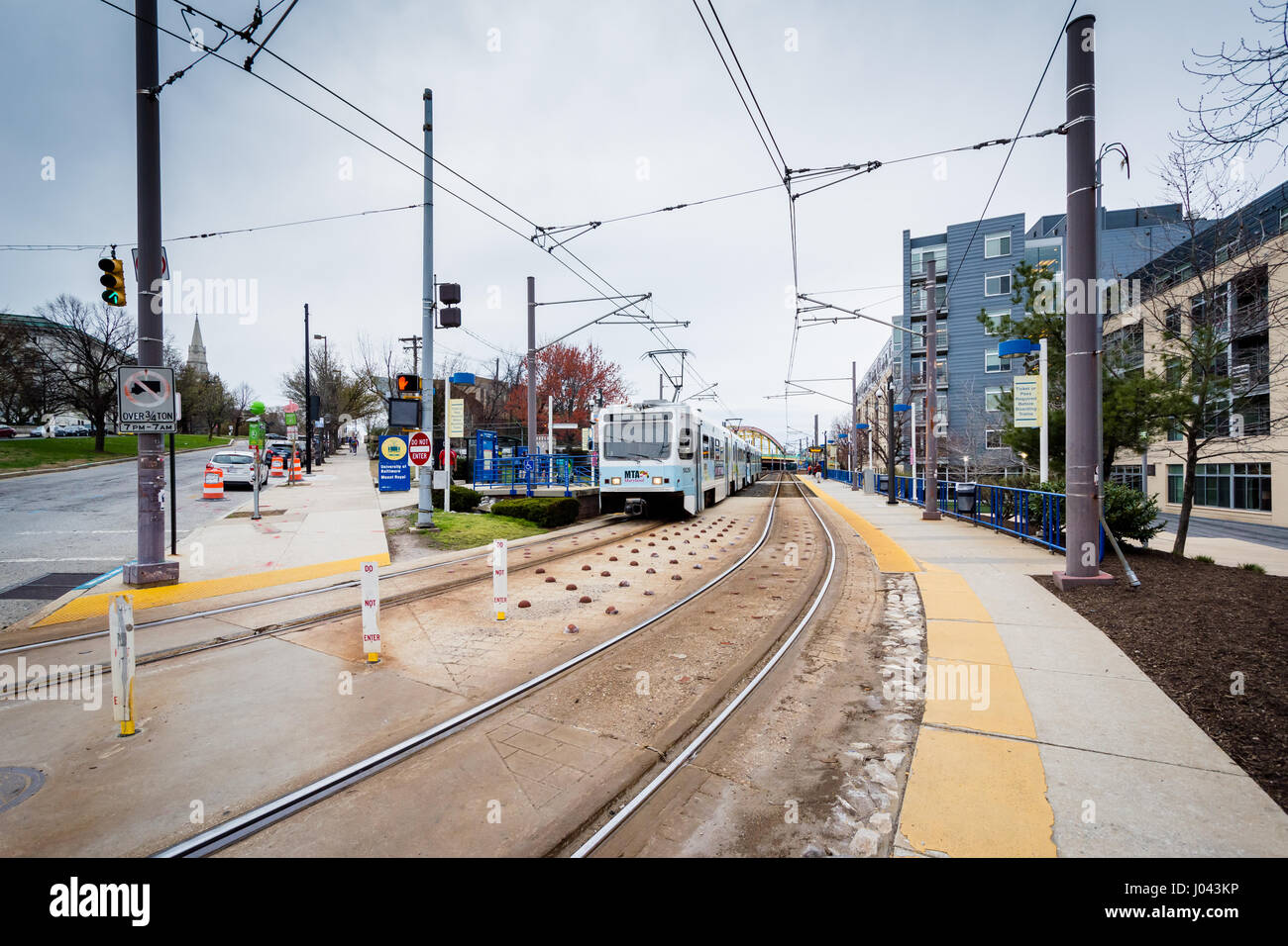 Light rail tracks in Midtown Baltimore, Maryland Stock Photo - Alamy