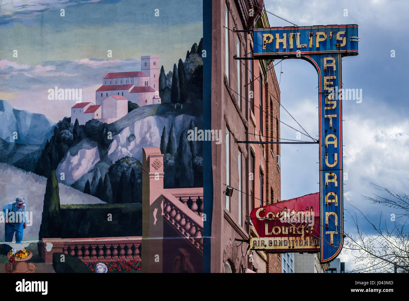 Mural and sign along Broad Street in South Philadelphia, Pennsylvania ...