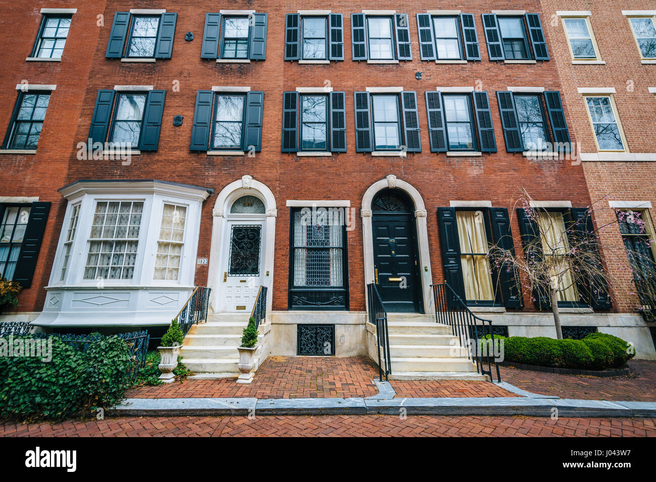 Row houses along Delancey Place, near Rittenhouse Square, in ...