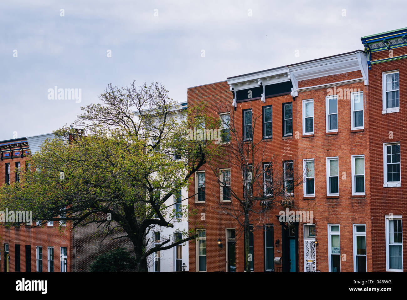 Row houses along Patterson Park Avenue, in Baltimore, Maryland Stock ...