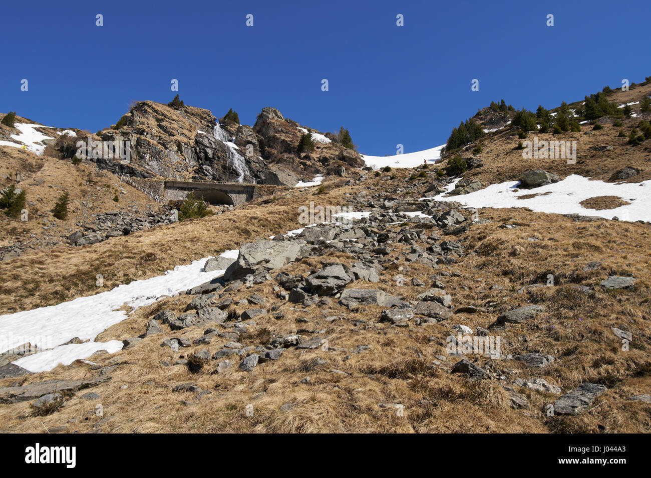 Rocky mountain peaks seen from the trail Stock Photo - Alamy