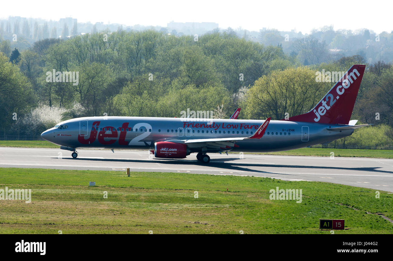 Jet2 Boeing 737-808 ready for take off at Birmingham Airport, UK (G ...