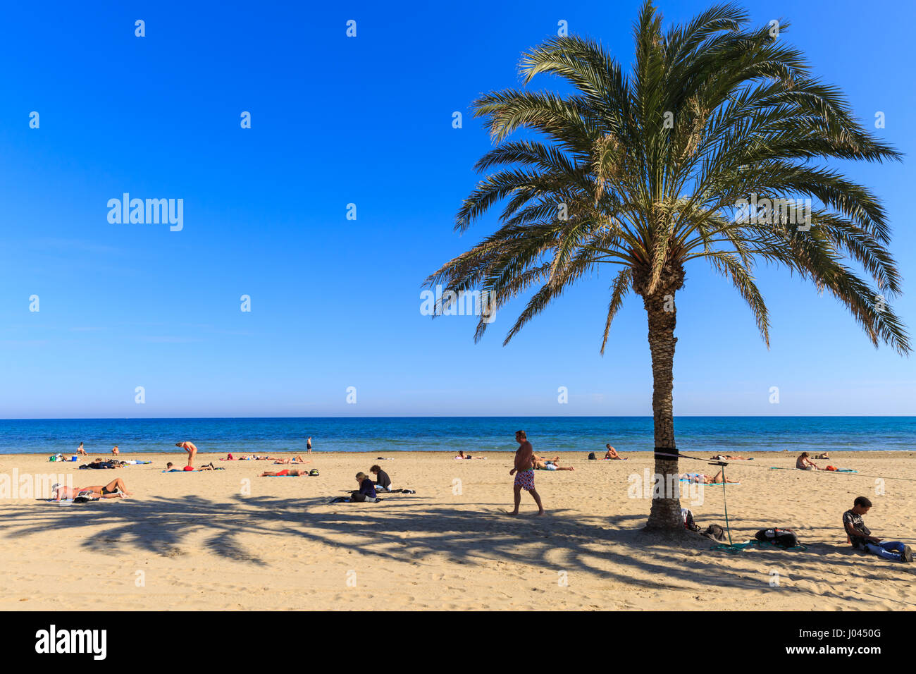 Alicante city beach, Playa del Postiguet, Costa Blanca, Spain Stock ...