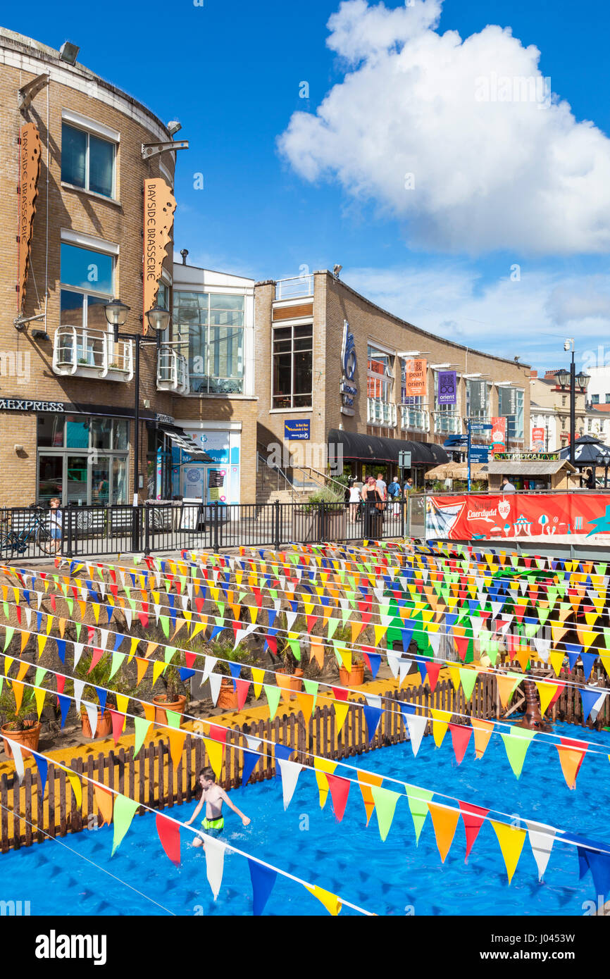 Cardiff bay Funfair in Roald Dahl Plass public space in Cardiff Bay ...