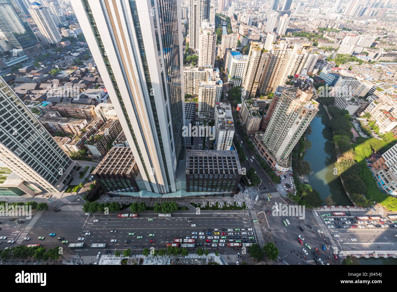 Chengdu, Sichuan Province, China - Apr 26,2015: City road and ...