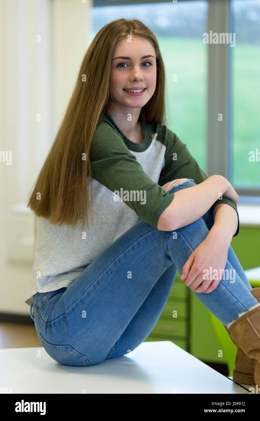 Portrait of a teenage girl at school Stock Photo - Alamy