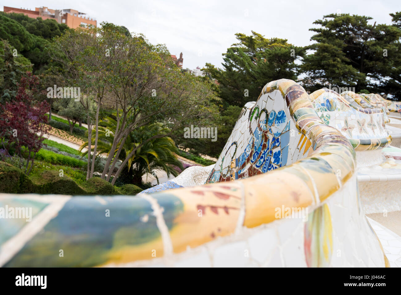 Serpentine Bench on the Terrace at Parc Guell in Barcelona Spain EU ...