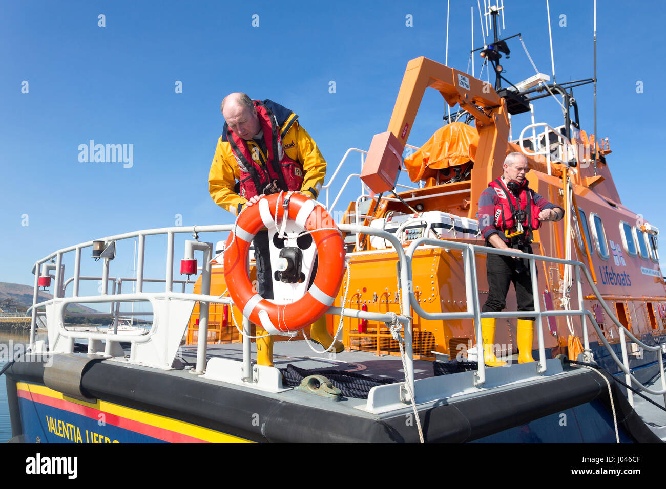 RNLI lifeboat and crew, Valentia Island, County Kerry Ireland Stock ...