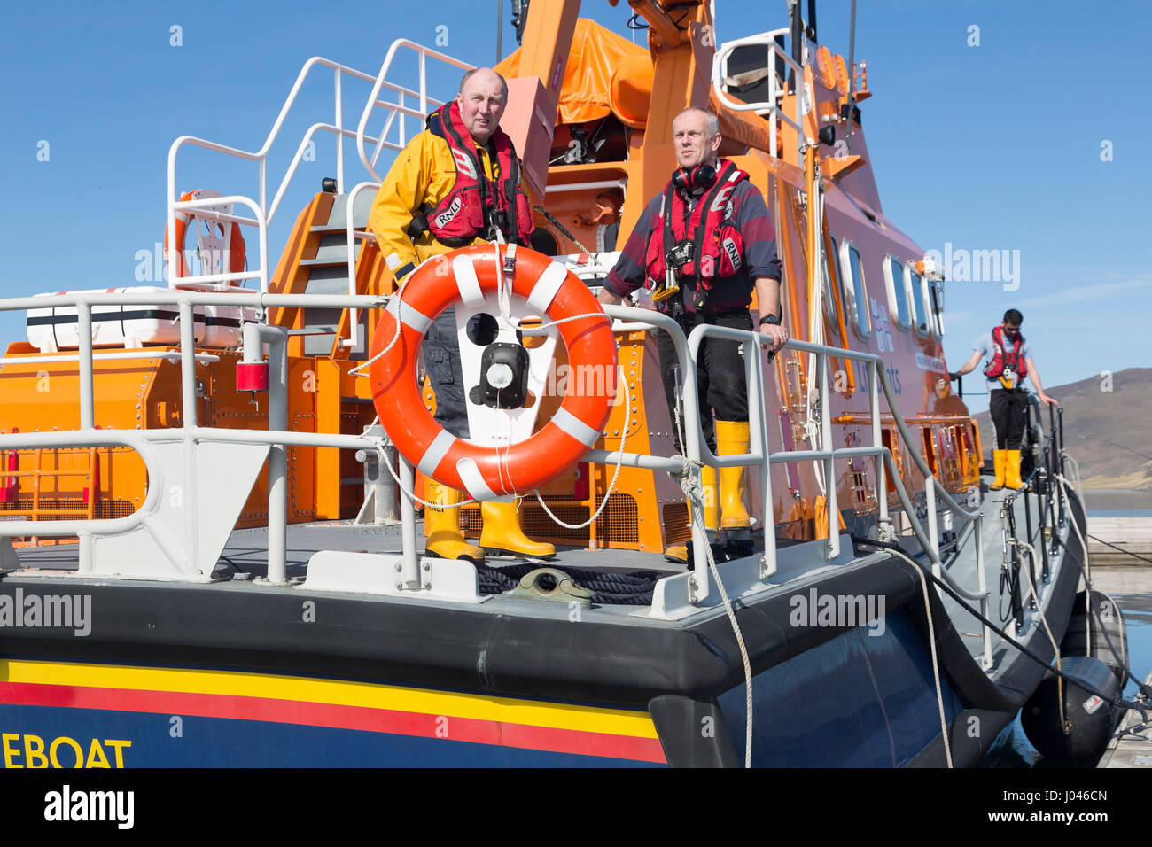 RNLI lifeboat and crew, Valentia Island, County Kerry Ireland Stock ...