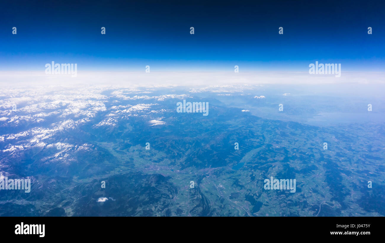 Landscape of Mountain. view from the airplane window . height of 10 000 ...