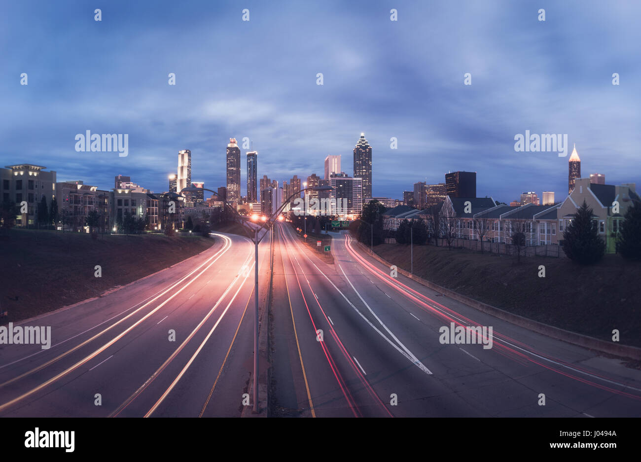 Panorama of Atlanta city night skyline, Georgia, USA Stock Photo - Alamy