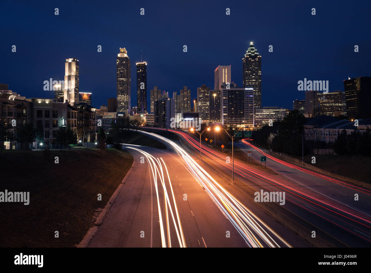 Atlanta city night skyline, Georgia, USA Stock Photo - Alamy