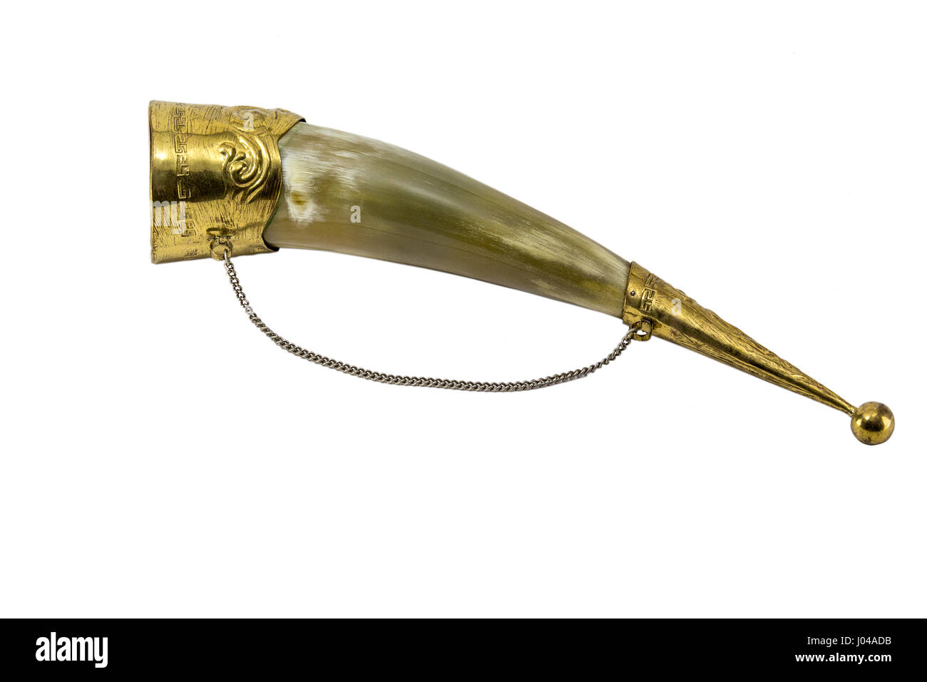 An ancient Georgian horn for wine on whitebackground Stock Photo - Alamy