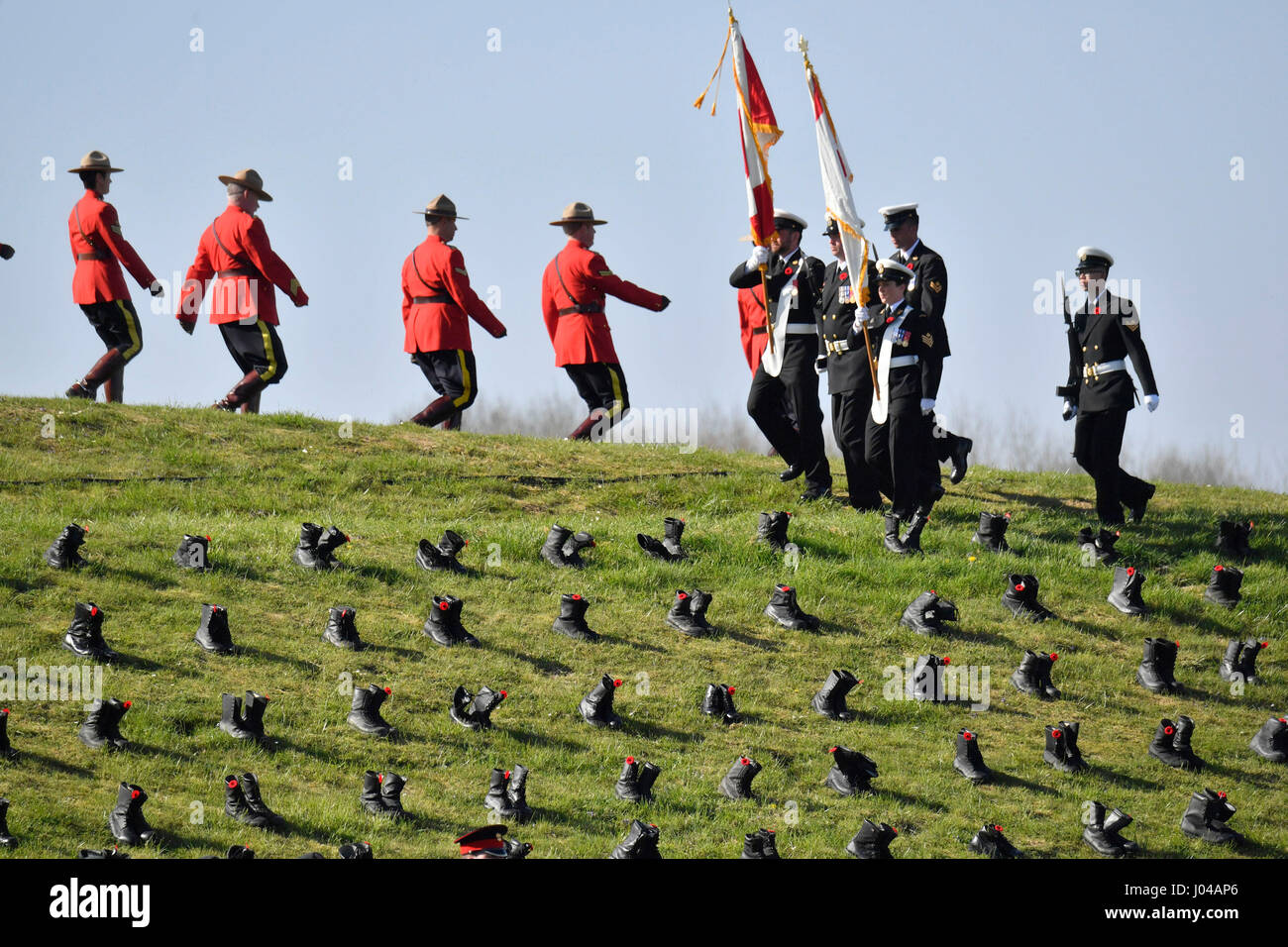 Soldiers at Vimy Memorial Park in France, during commemorations for the ...