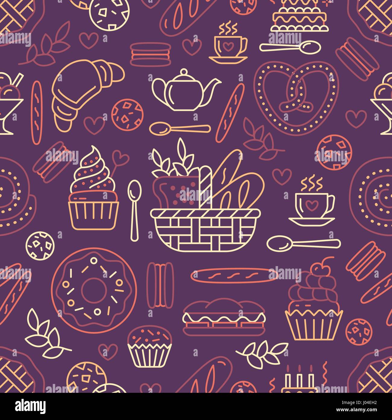 Bakery seamless pattern, food vector background of beige color Stock ... Bakery seamless pattern, food vector background of beige color Stock ...