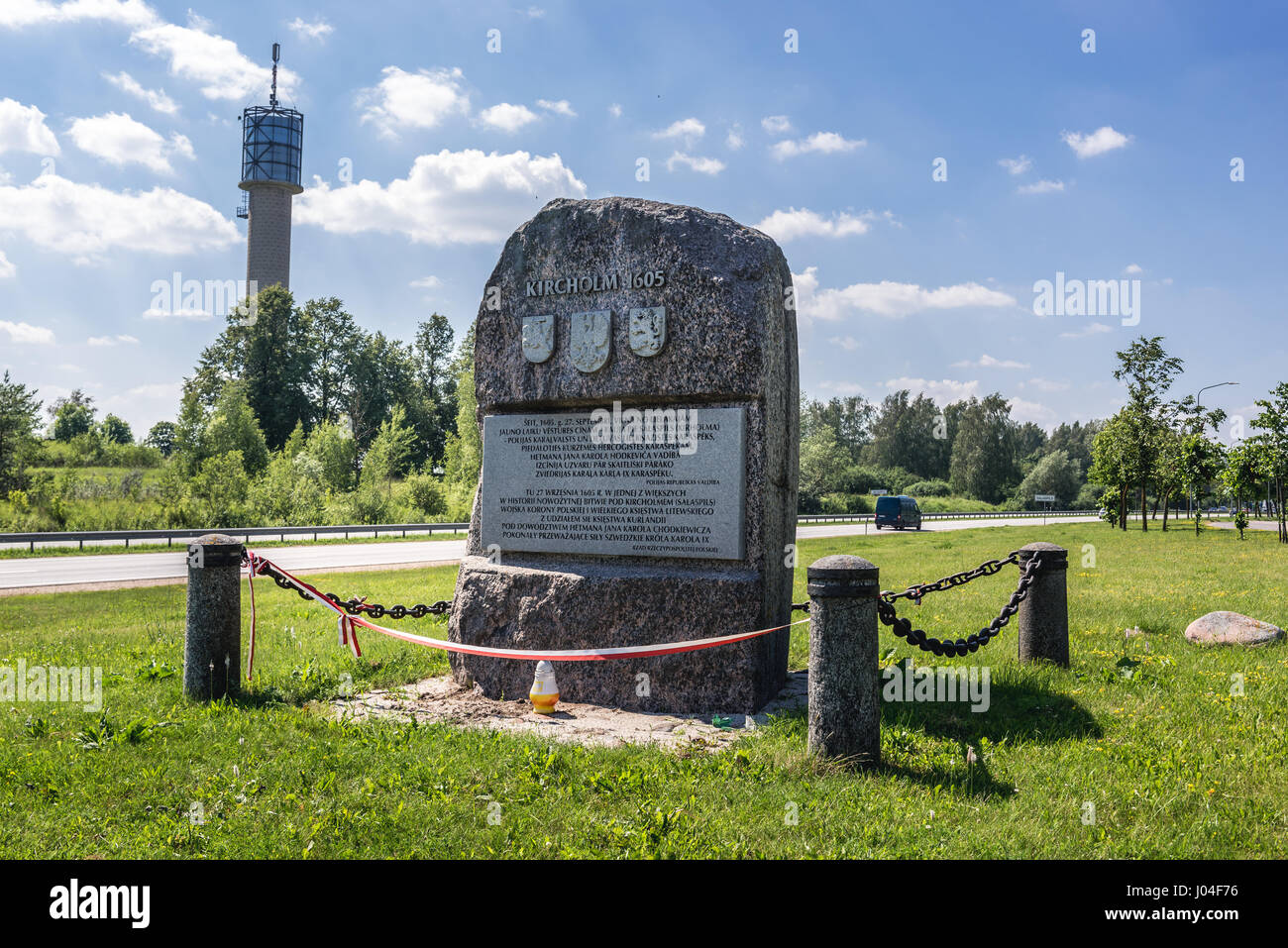 Battle of Kirchholm monument in Salaspils city, Republic of Latvia. In ...