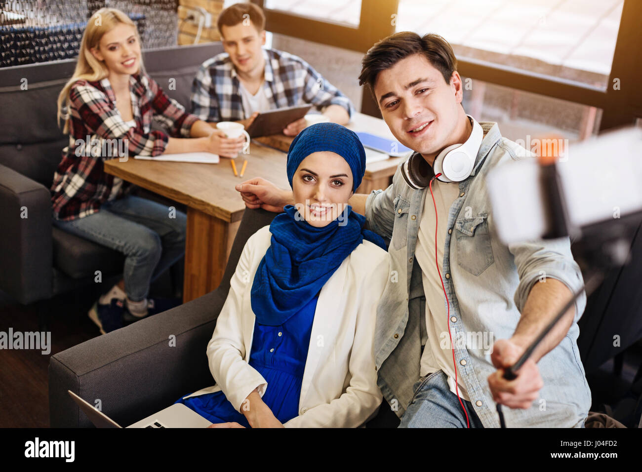 Smiling multiethnic students making hi-res stock photography and images ...