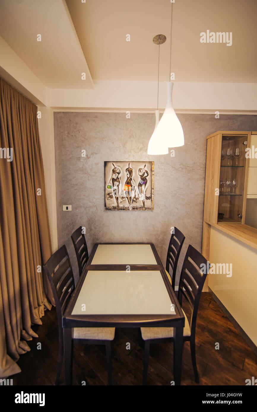 The dining table in the apartment. Table for lunch in the living Stock ...