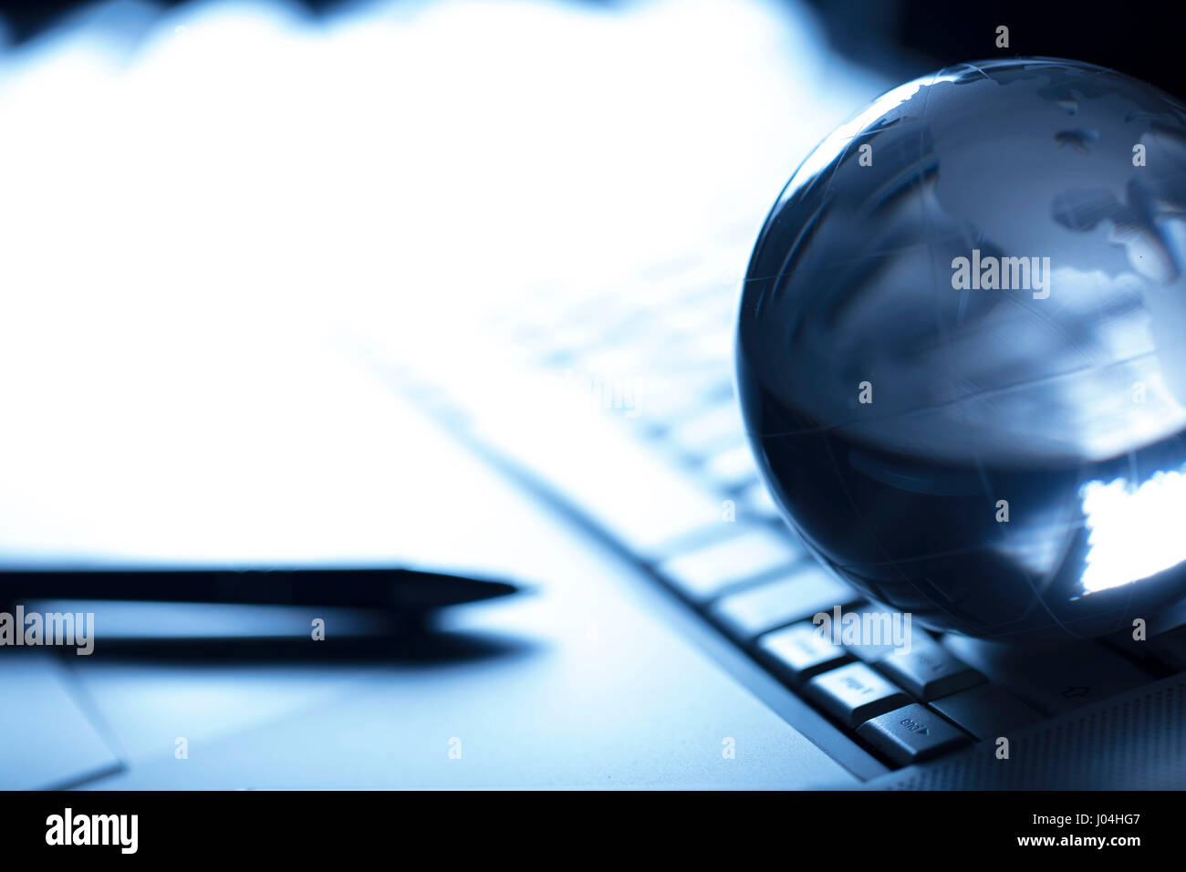 Business and finance concept. Modern computer. Symbols of business and ...