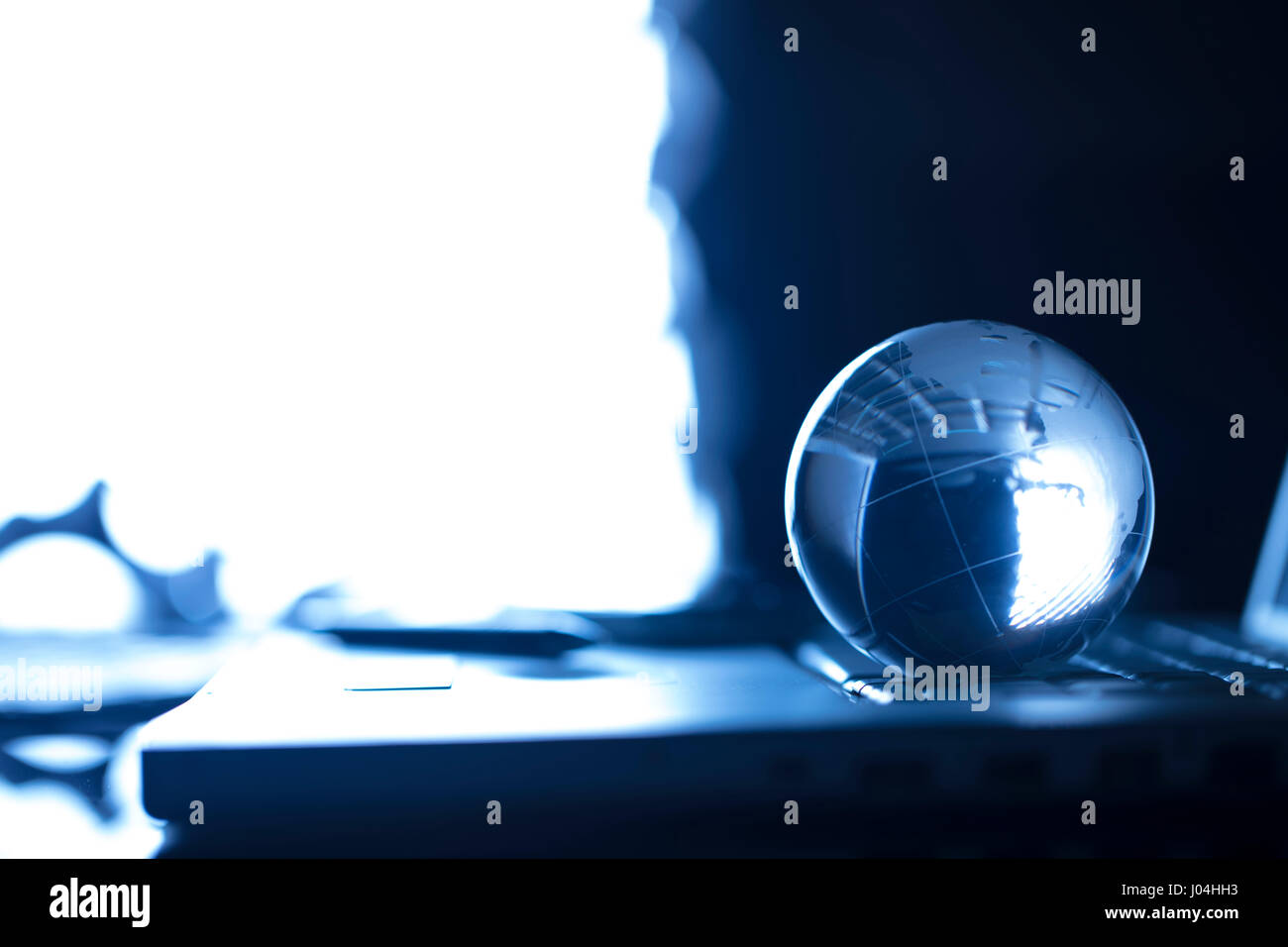 Business and finance concept. Modern computer. Symbols of business and ...