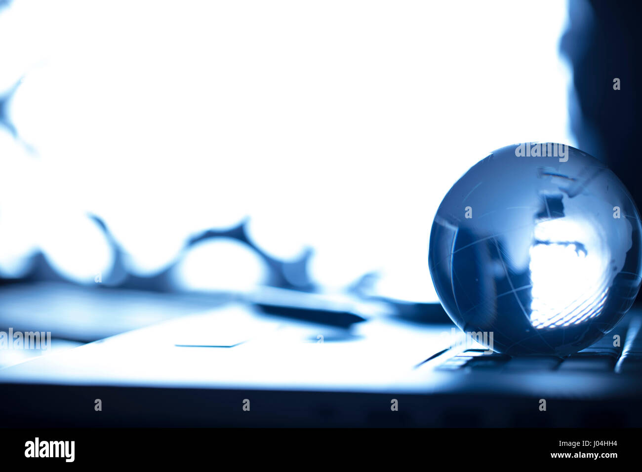 Business and finance concept. Modern computer. Symbols of business and ...