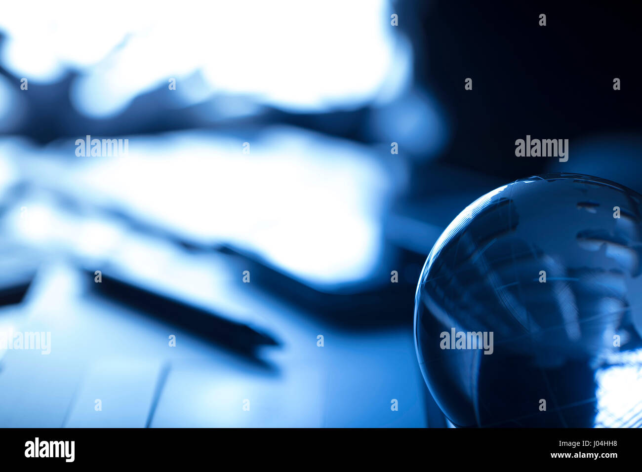 Business and finance concept. Modern computer. Symbols of business and ...