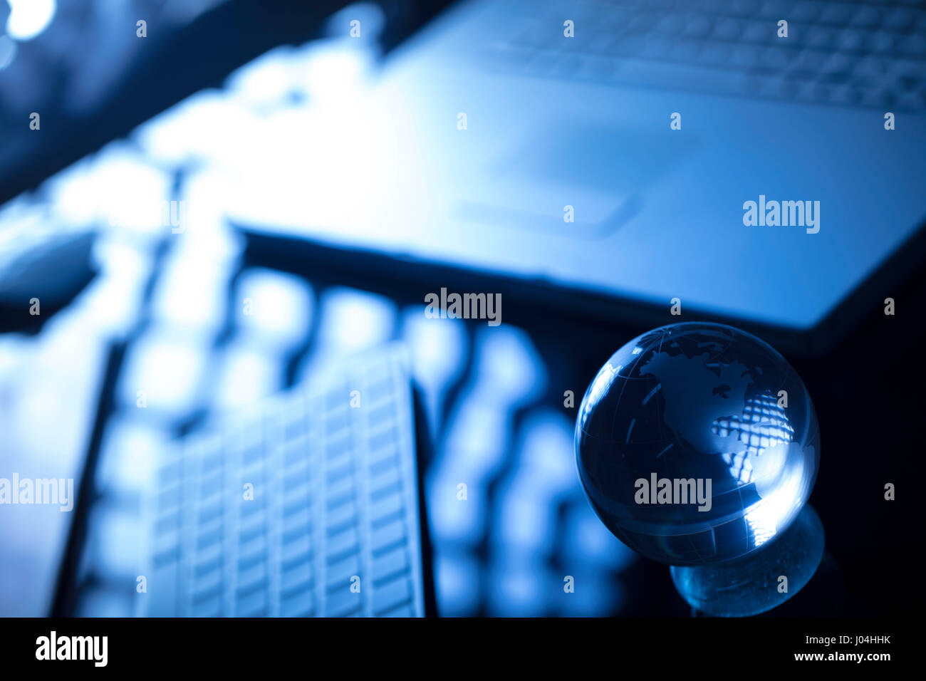 Business and finance concept. Modern computer. Symbols of business and ...