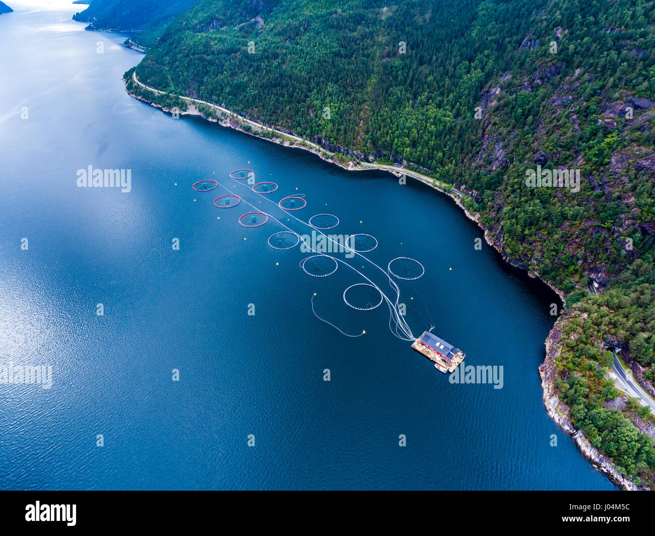 Farm salmon fishing in Norway aerial photography Stock Photo - Alamy