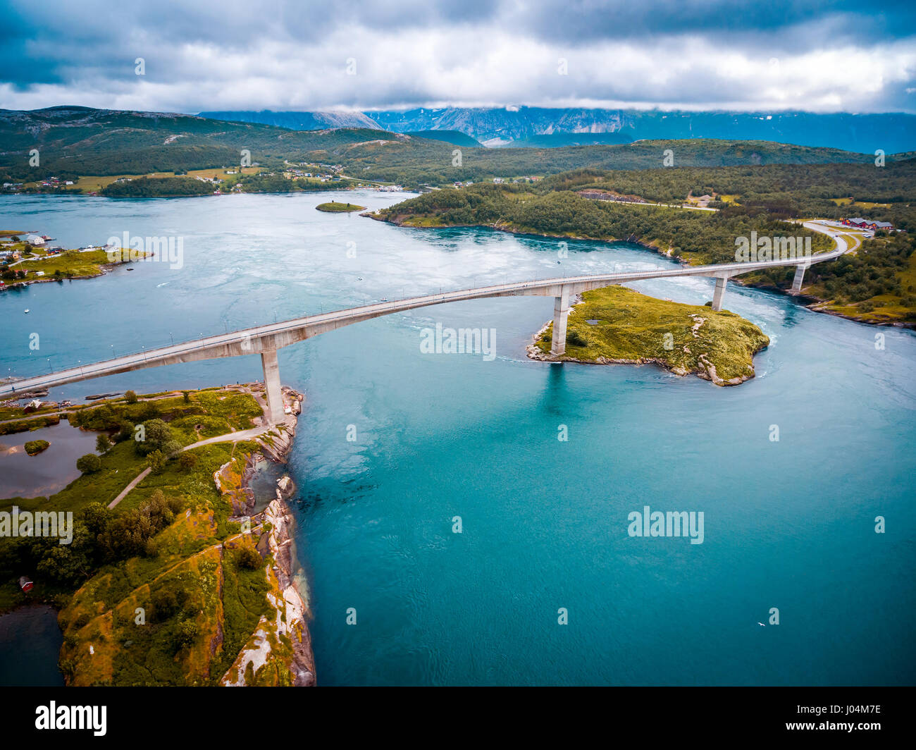 Whirlpools of the maelstrom of Saltstraumen, Nordland, Norway aerial ...