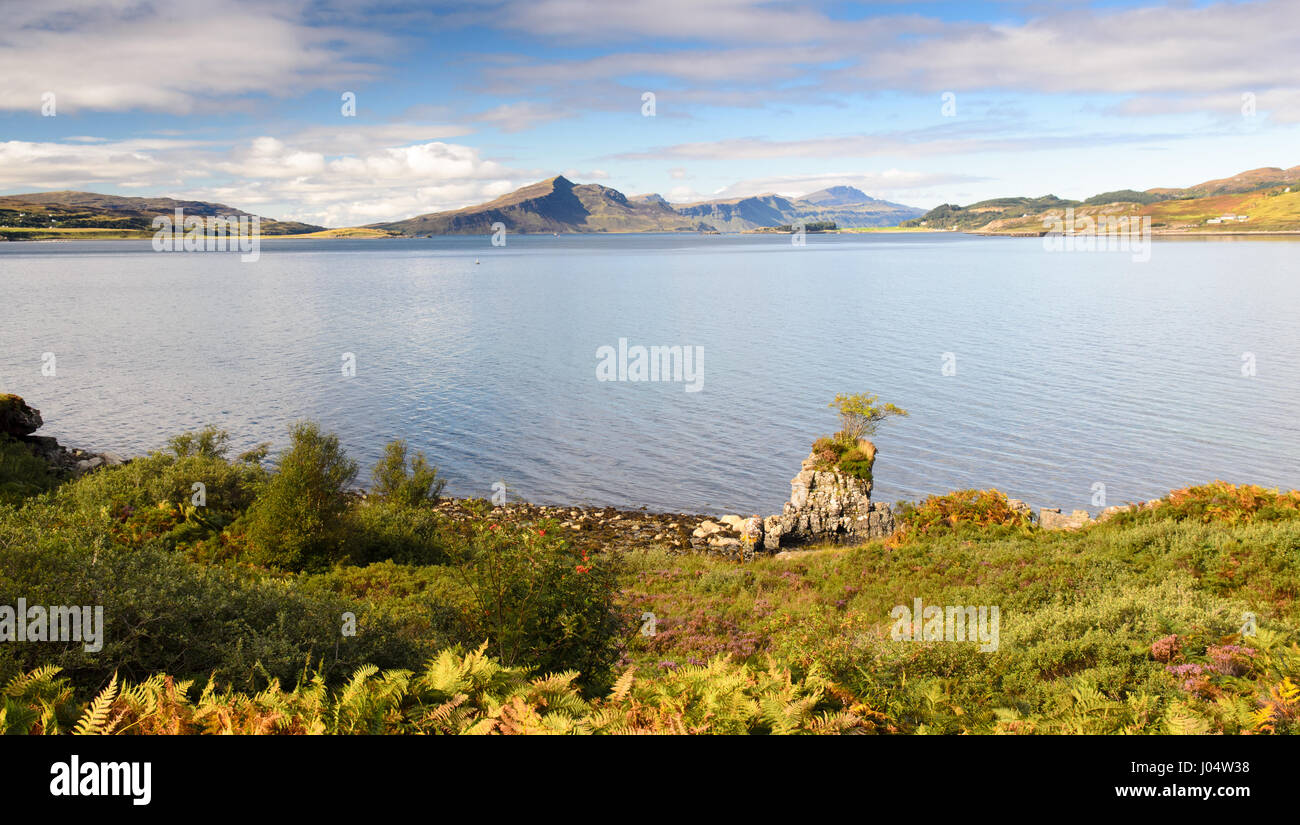 The coast and mountains of the Isle of Skye in the Inner Hebrides of ...
