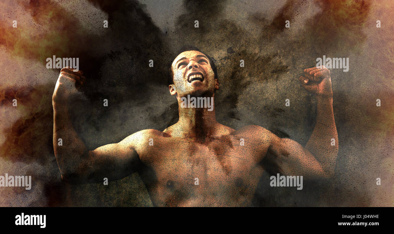 Sports winner. Male athlete victory scream Stock Photo - Alamy