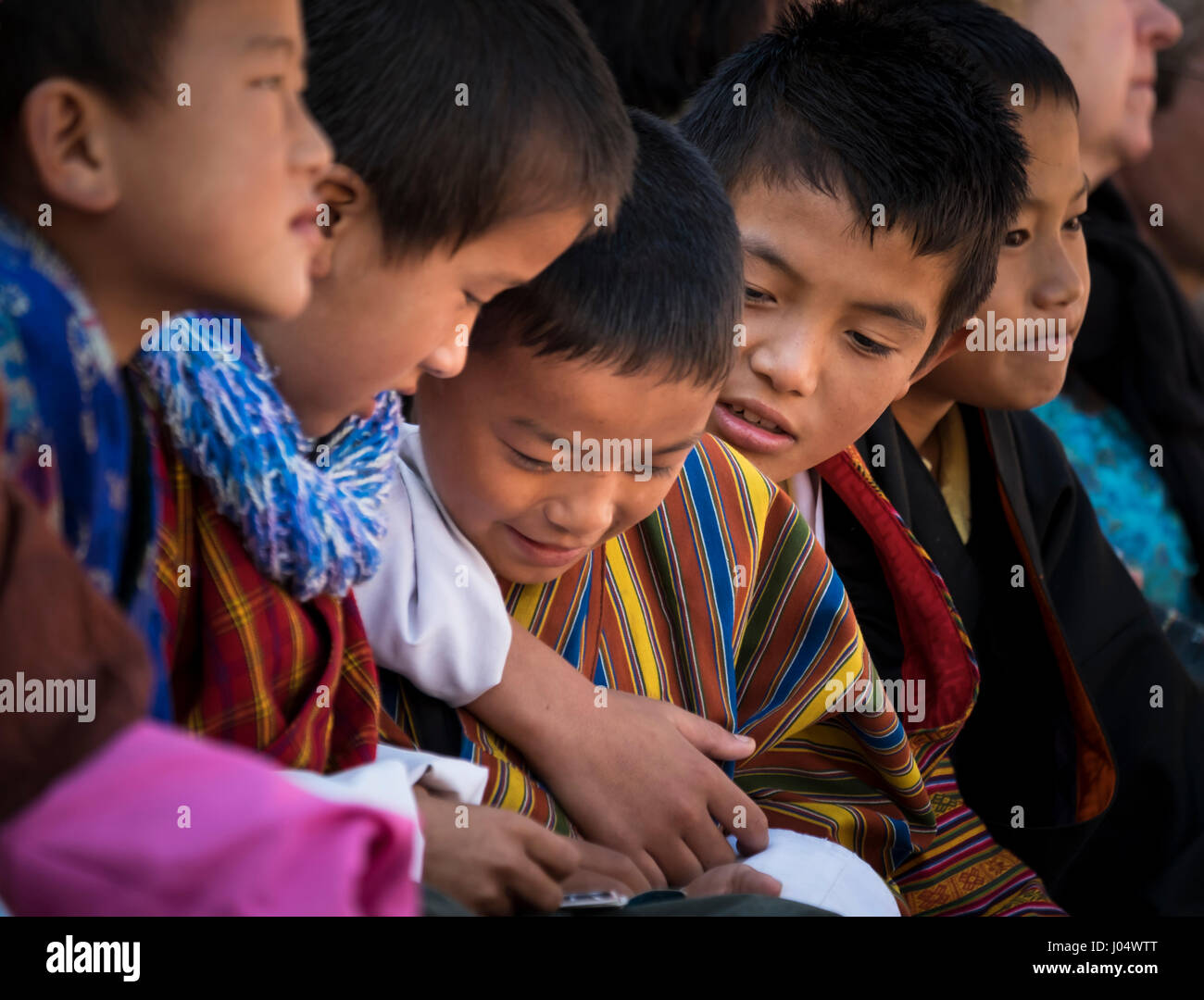 THIMPU, BHUTAN - CIRCA OCTOBER 2014: Portrait of Bhutanese kids playing ...