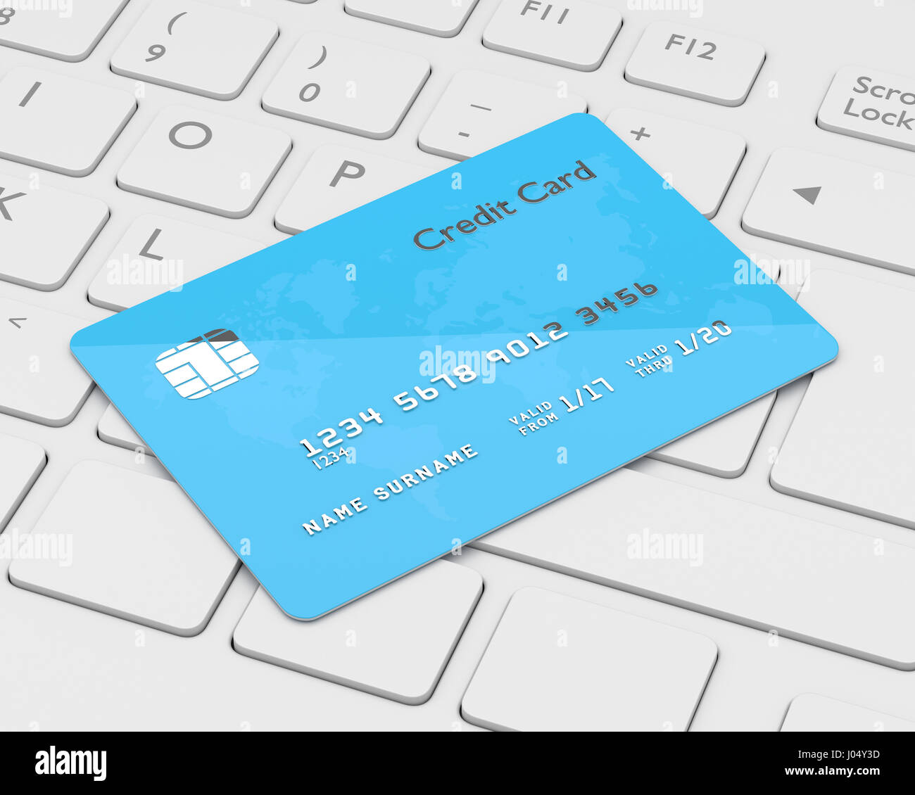 3d render of credit card lying on computer keyboard Stock Photo - Alamy