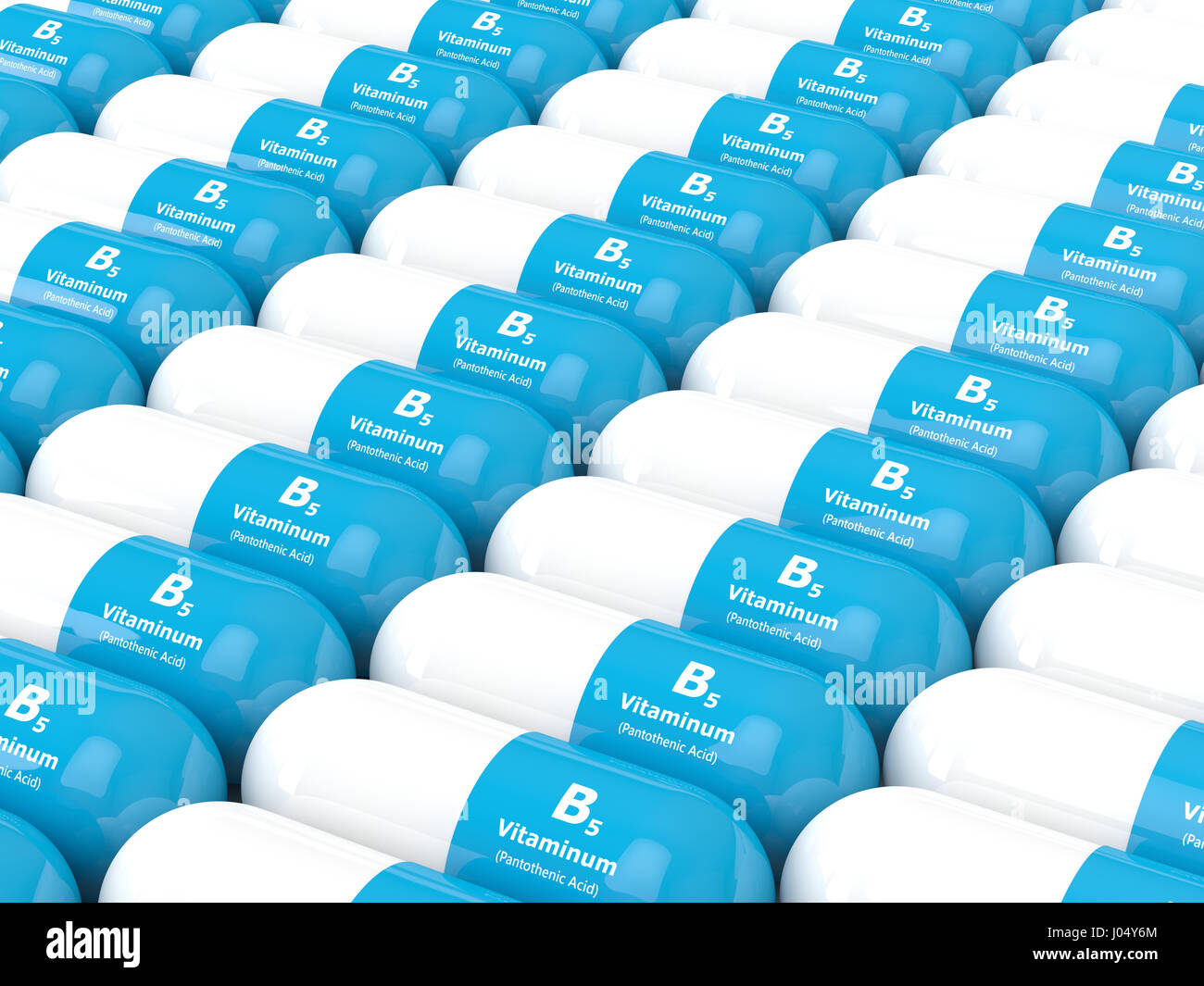 3d render of vitamin B5 pills in row over white background Stock Photo ...