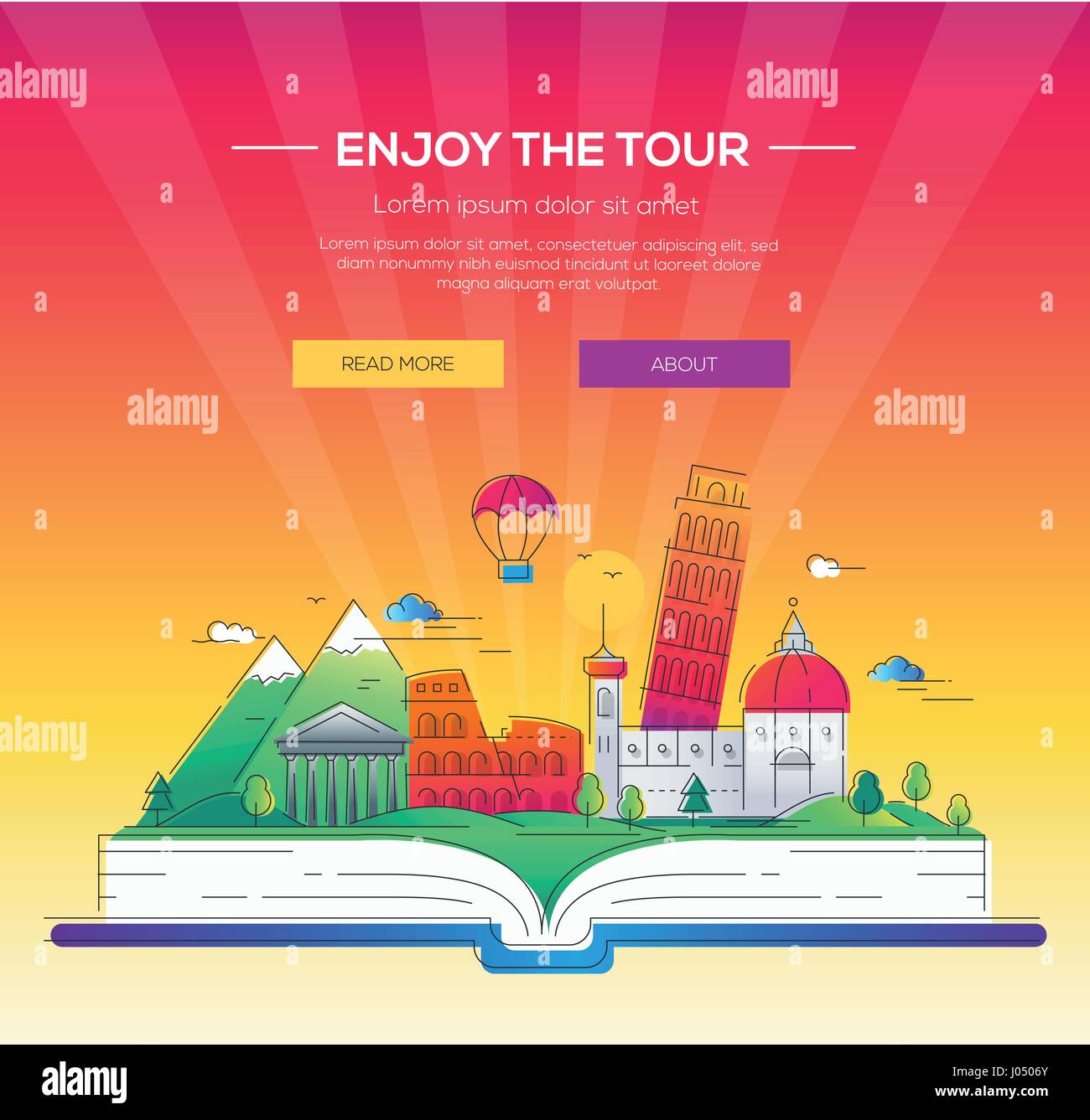 Enjoy the tour - vector line travel illustration Stock Vector Image ...