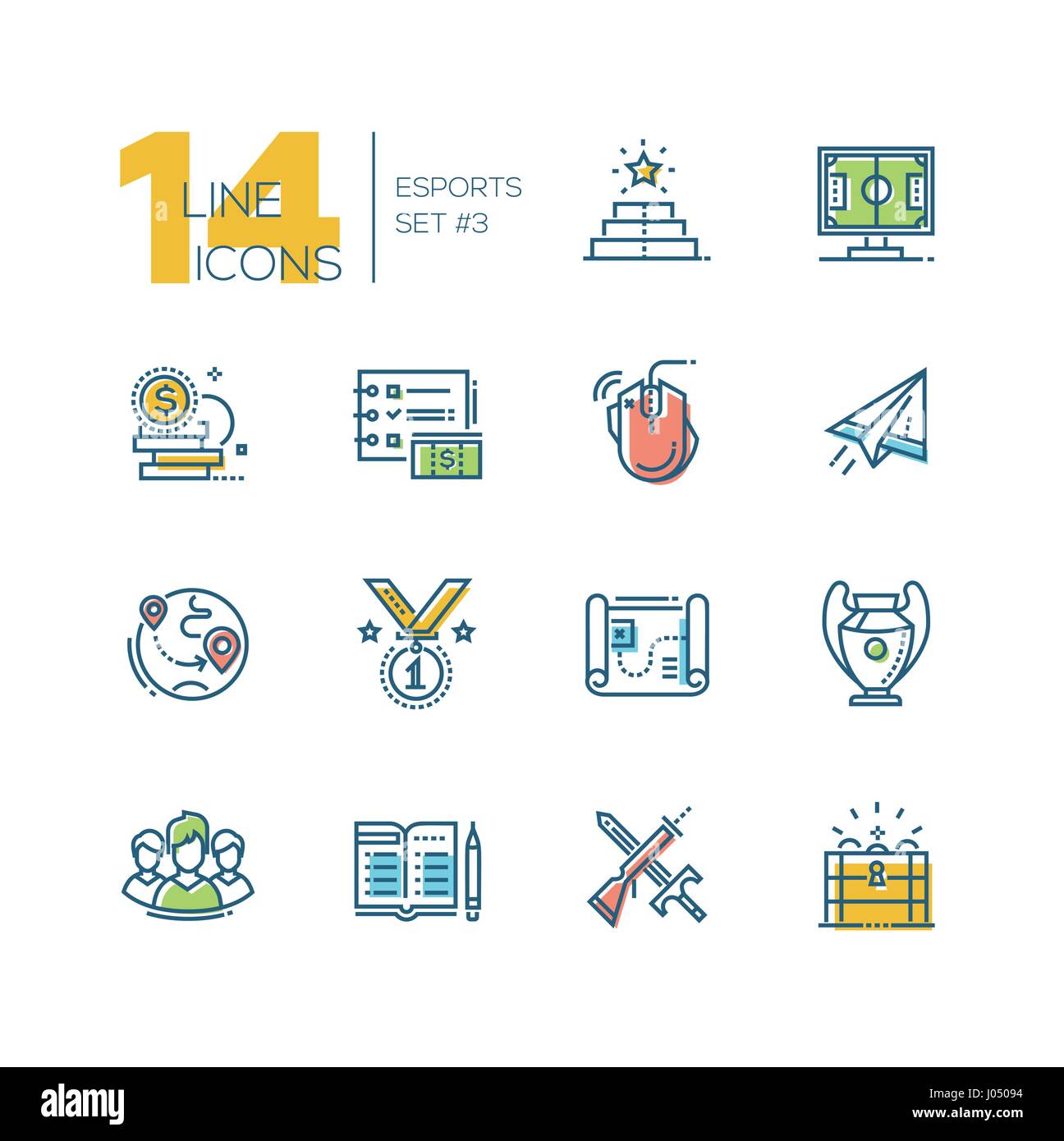 Esports - colored modern single line icons set Stock Vector Image & Art ...