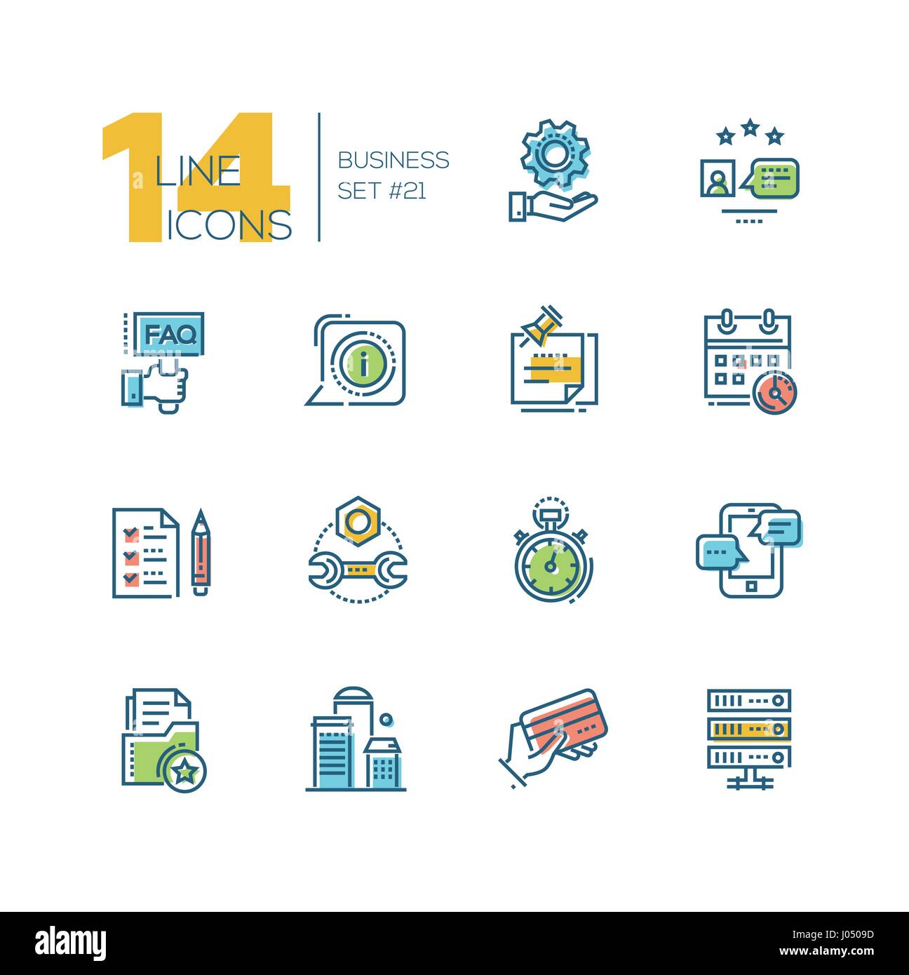 Business - colored modern single line icons set Stock Vector Image ...