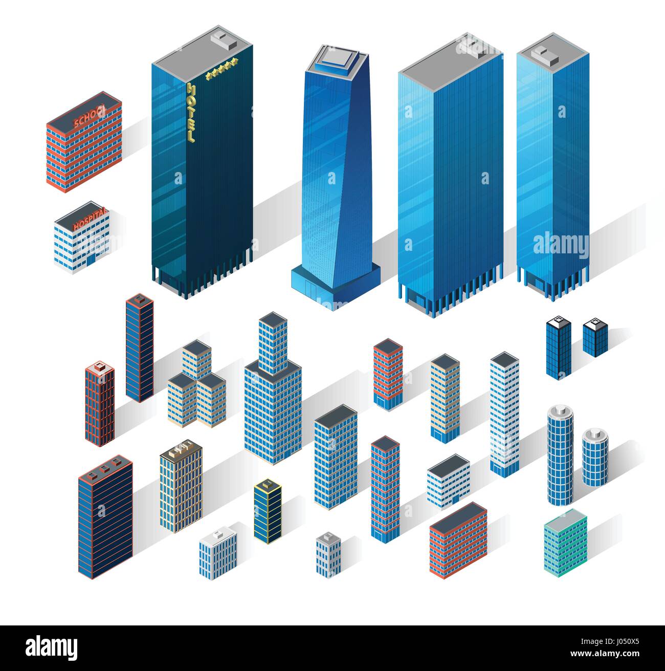 Vector isometric buildings set Stock Vector Image & Art - Alamy