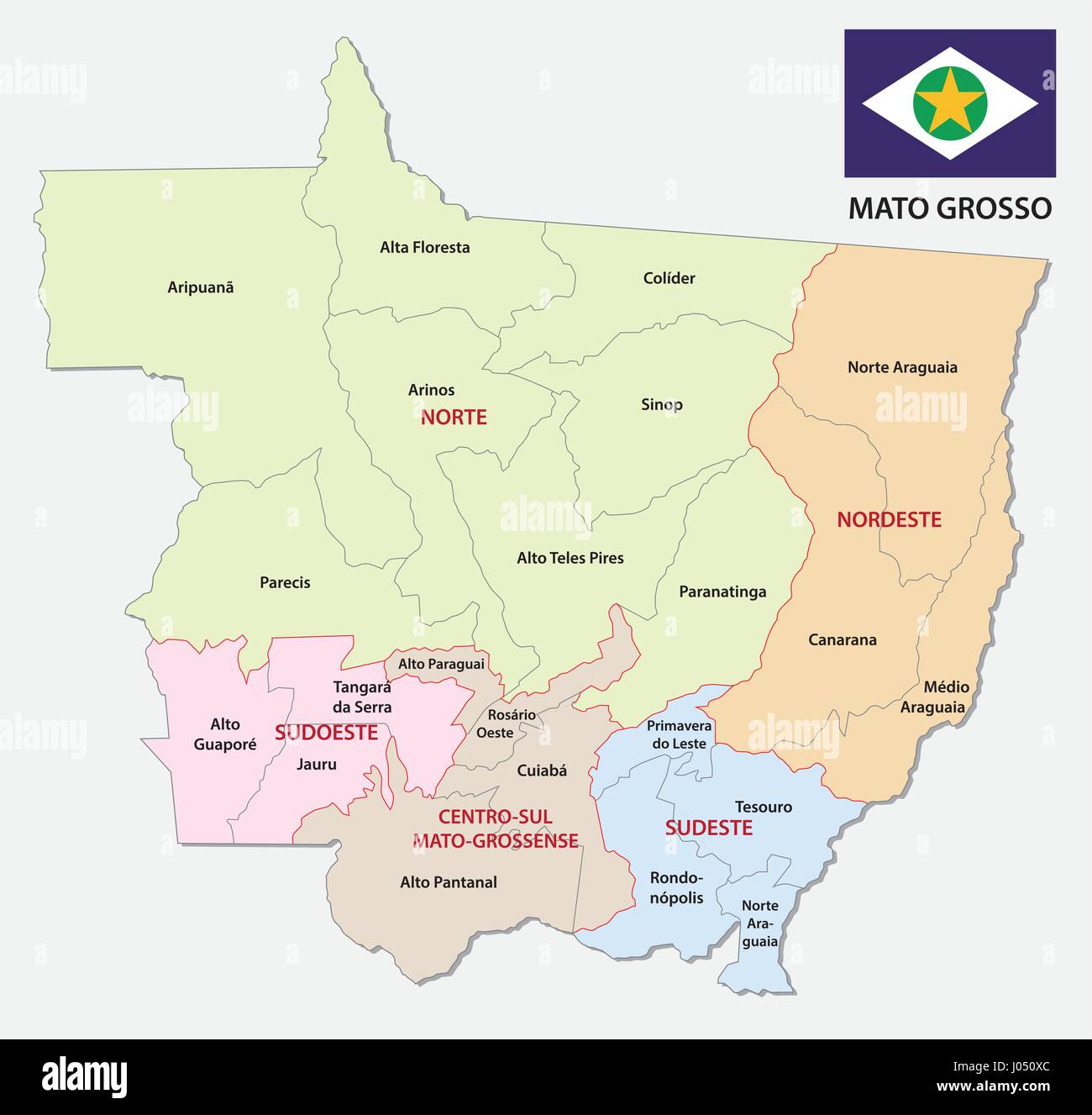 Mato Grosso Map Map Of Mato Grosso Do Sul Royalty Free Vector Image