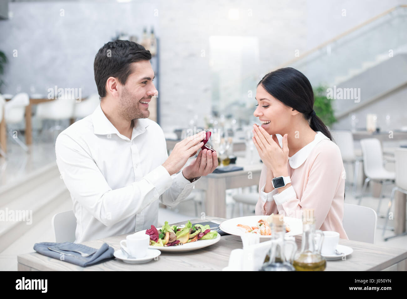 Romantic date in luxury restaurant Stock Photo - Alamy